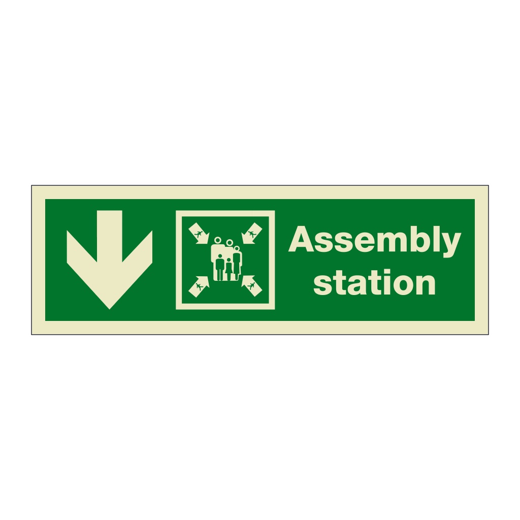 Assembly Station Arrow Down (Marine Sign) | British Safety Signs