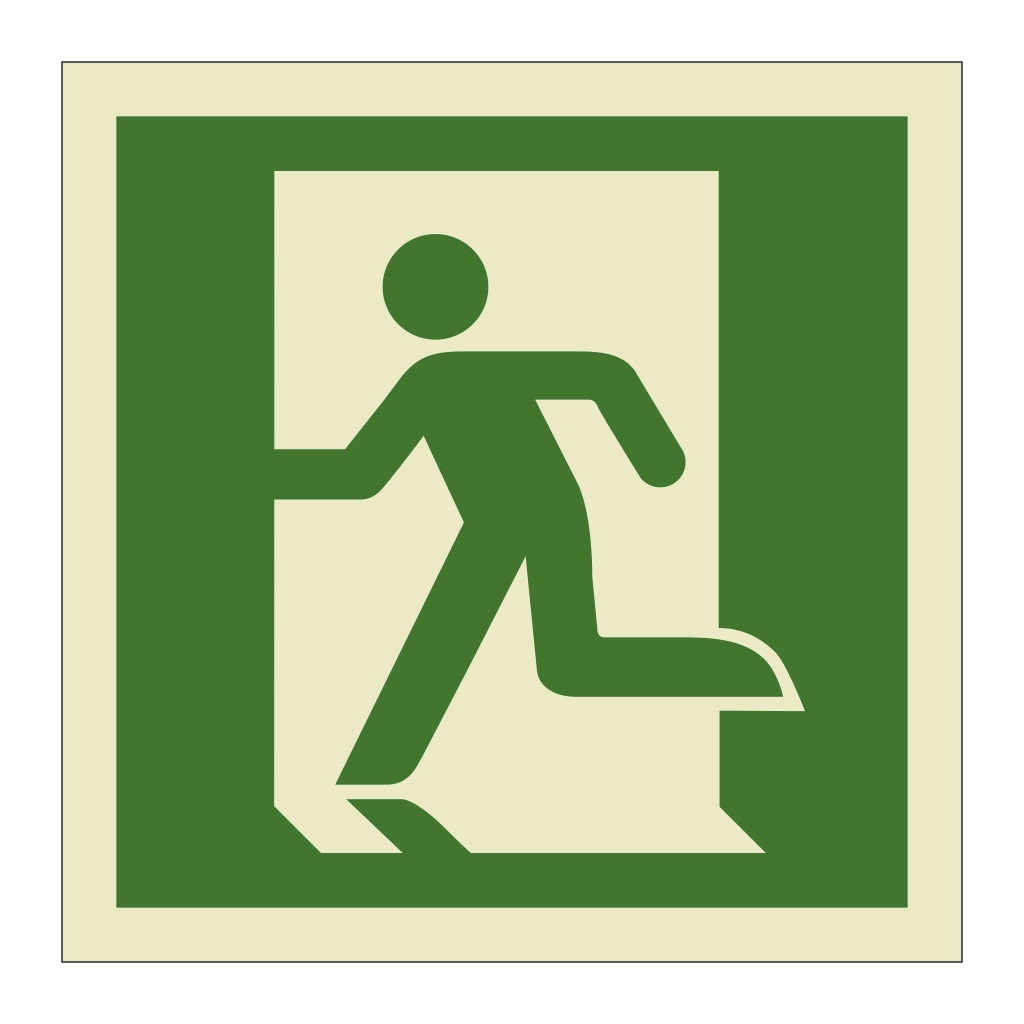 Emergency exit running man left symbol (Marine Sign) | British Safety Signs