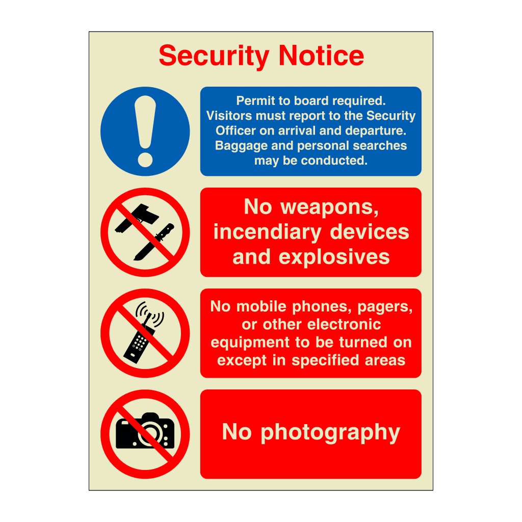 Security Notice Permit to board required (Marine Sign) | British Safety ...